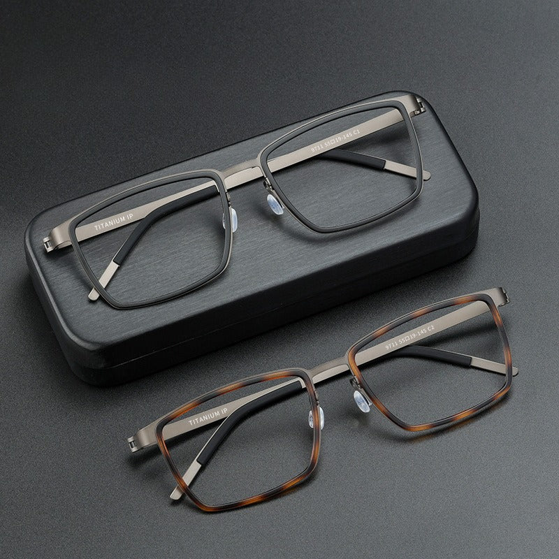 Lingo Titanium Vintage Rectangle Eyeglasses Frames – Charmoo