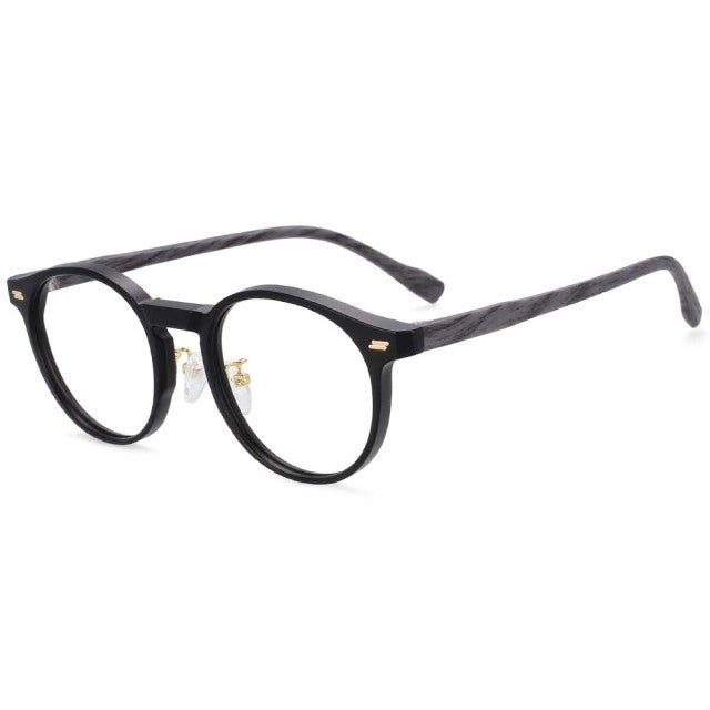 Freda Retro Round Wood Grain Leg Glasses Frame – Charmoo